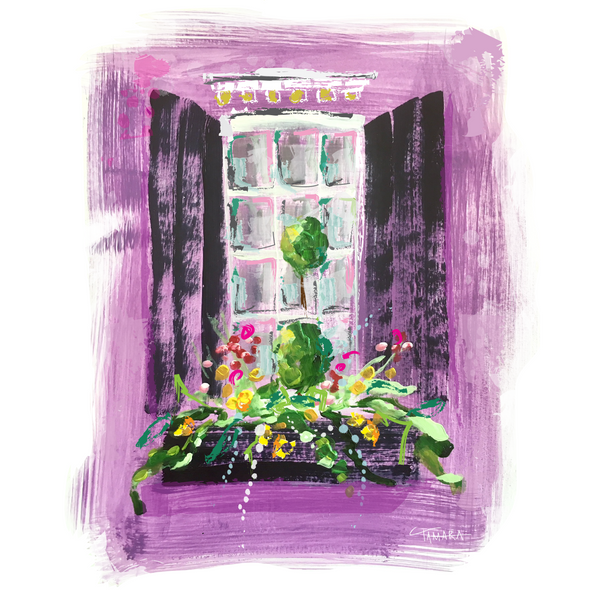 Purple Window on Paper | 9" x 12" - Tamara Brown Art